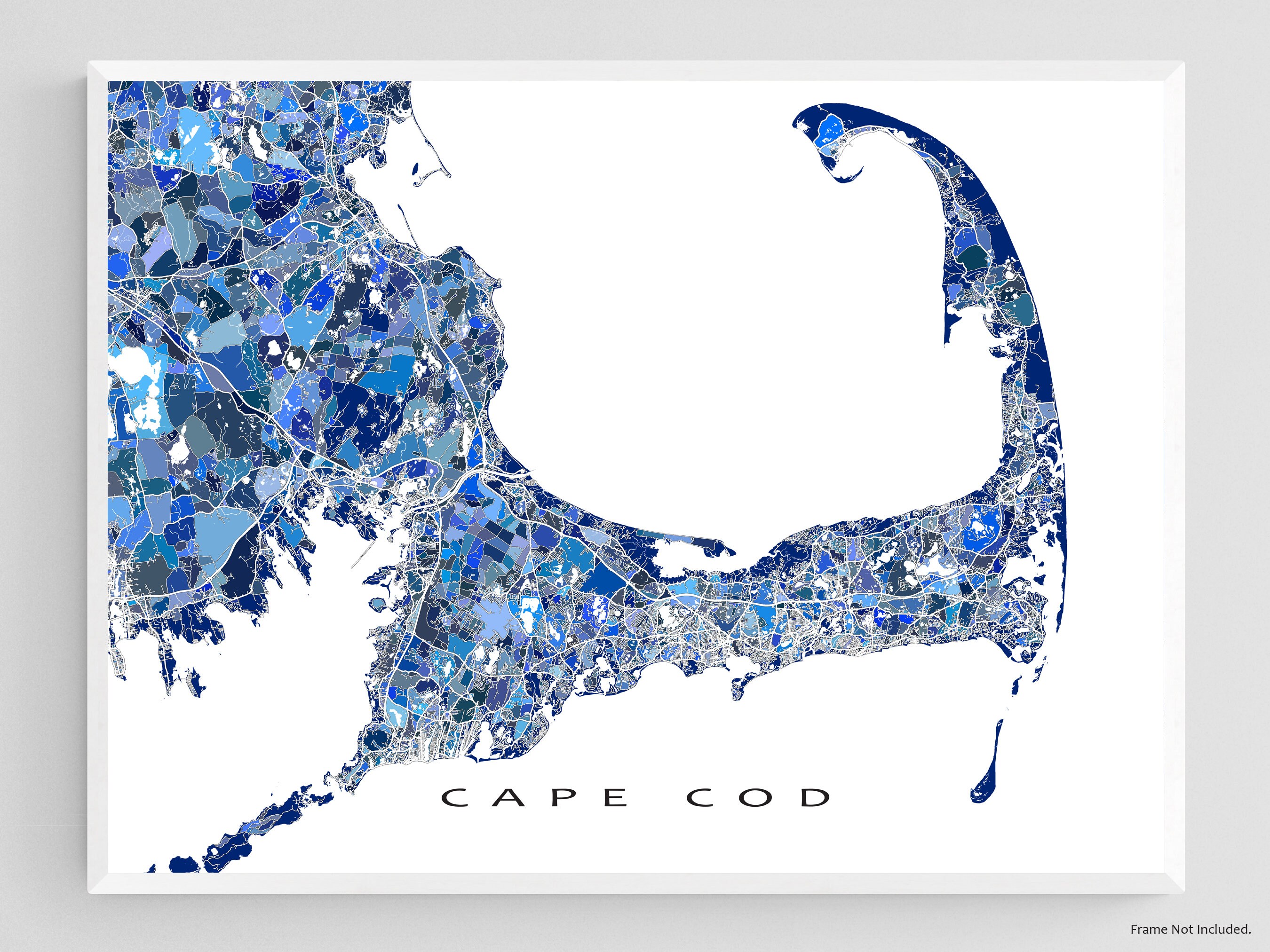 Cape Cod Map Poster and Cape Cod Wall Art Print With Blue | Etsy