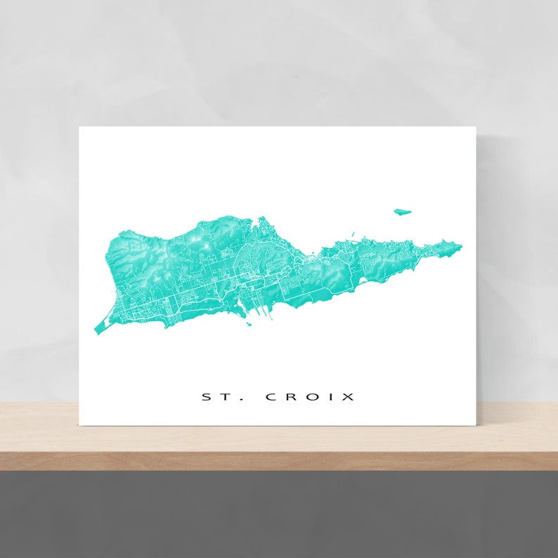 St Croix Map Art Print US Virgin Islands Caribbean Island | Etsy