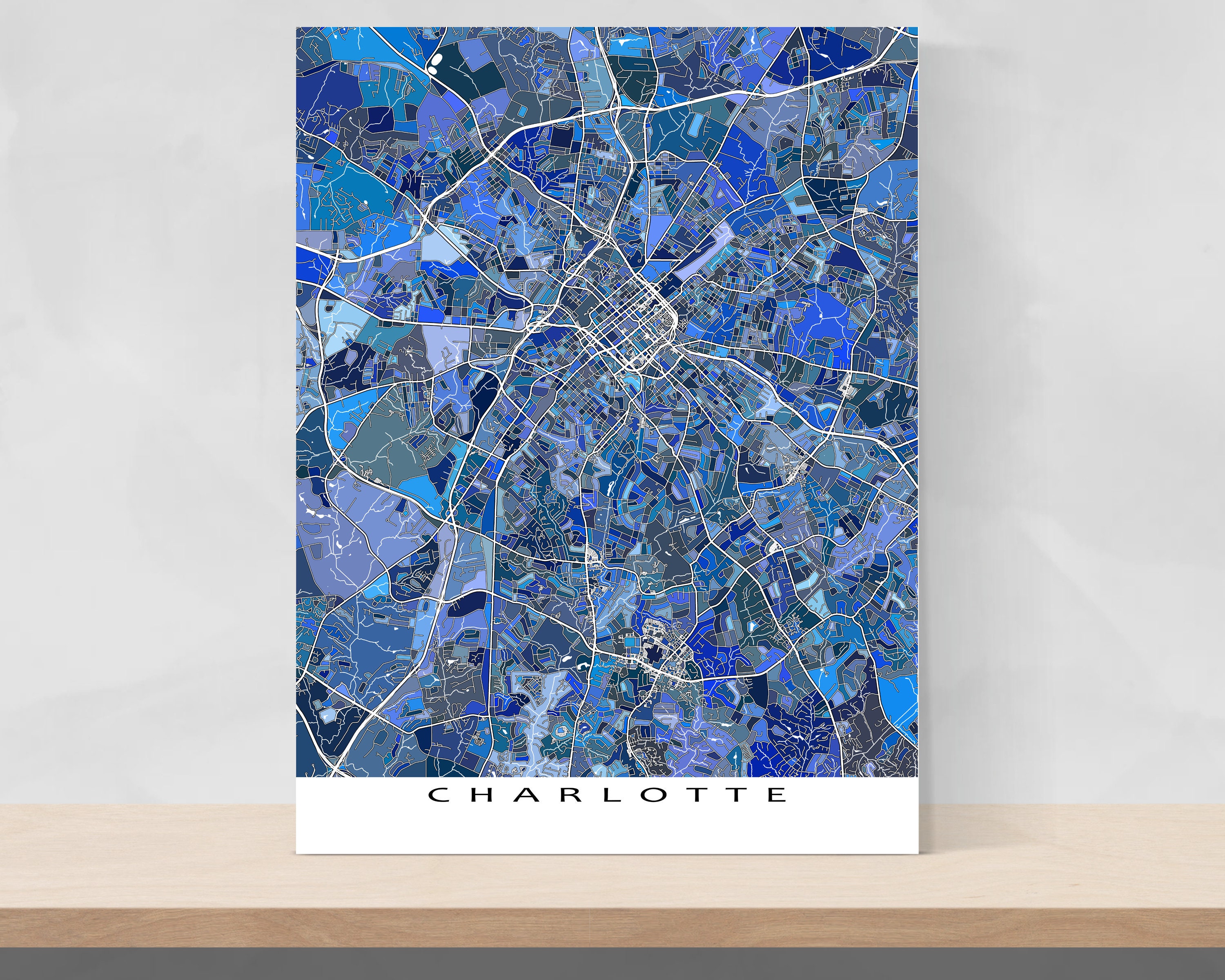 Charlotte Map Print and Charlotte North Carolina City Maps | Etsy