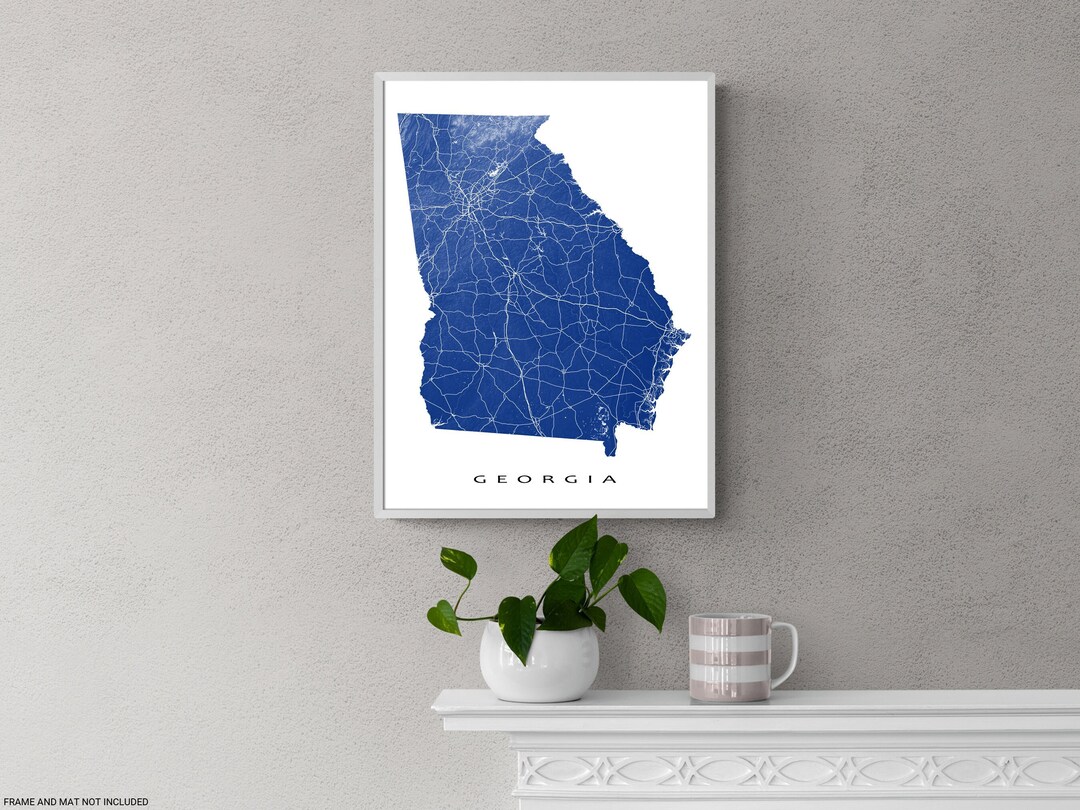 Georgia Map Print and Georgia State Art Print, USA, Georgia Wall Art ...