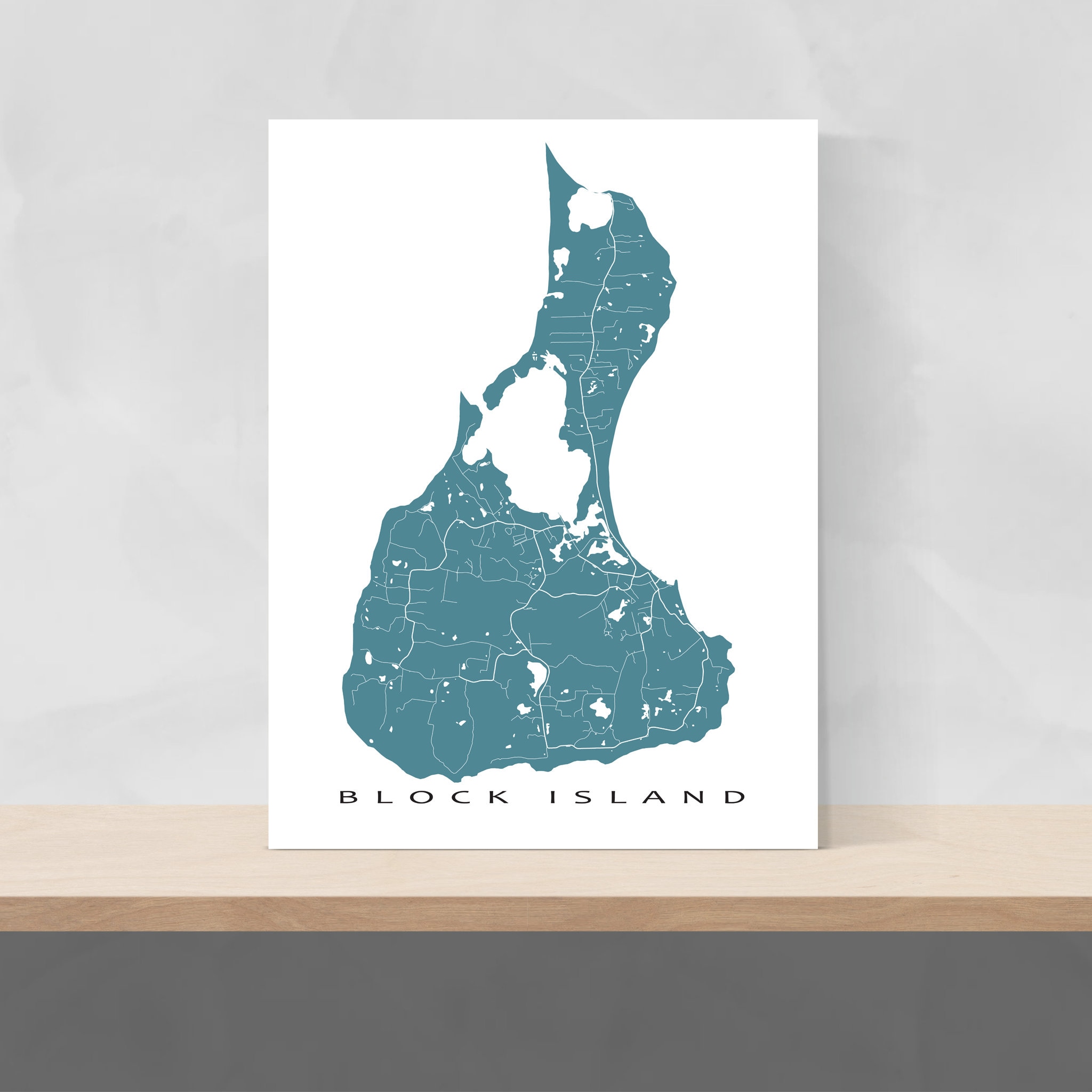 Block Island Map Print Block Island Rhode Island Art Poster | Etsy