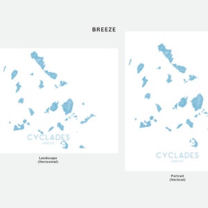Cyclades Map of the Cyclades Islands, Cyclades Greece Art Print, Greek ...