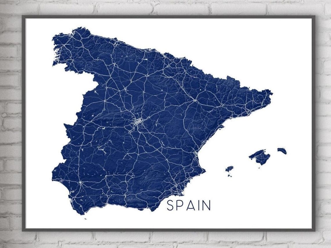 Spain Map of Spain Prints, Spain Print, Spain Wall Art for Home Wall ...
