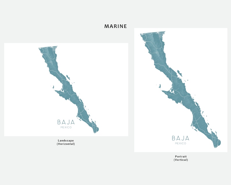 Baja California Map of Baja Map Print, Topographic Baja Mexico Art ...