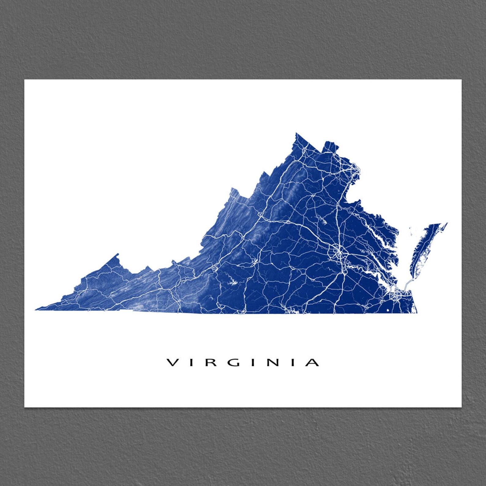 Virginia Map Virginia Art Print USA State Outline VA Map | Etsy