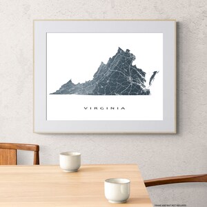 Virginia Map, Virginia Art Print, USA State Outline, VA Map Poster - Etsy