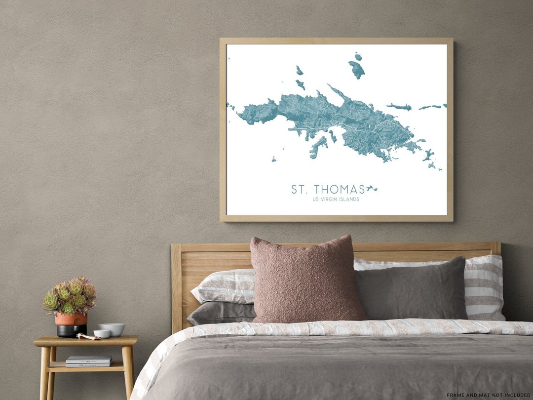 St. Thomas US Virgin Islands Map Print Poster, Topographic Map of Saint ...