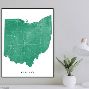 Ohio Map Art Poster and Ohio Art Prints, Ohio Wall Art Print, Map of ...