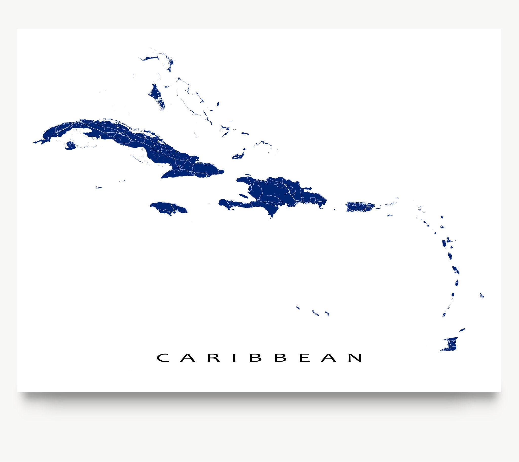 Caribbean Map Print and Caribbean Island Art Prints including | Etsy