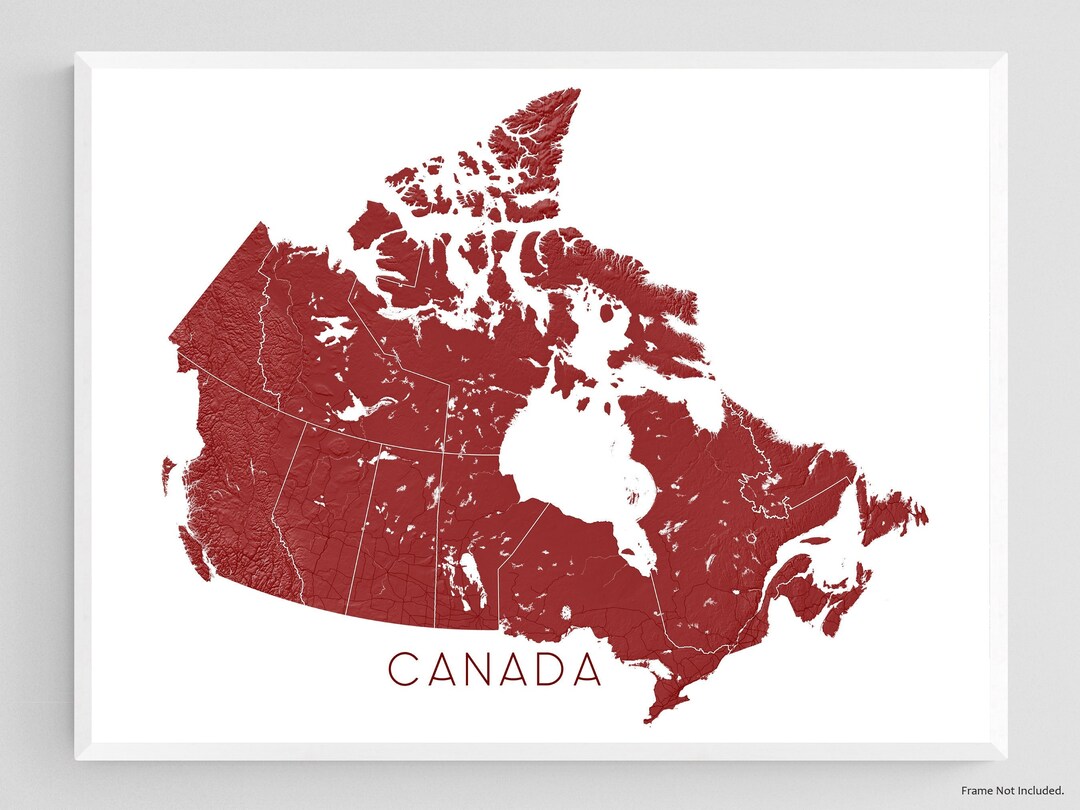 Canada Poster Wall Art Map of Canada With Topographic Country - Etsy