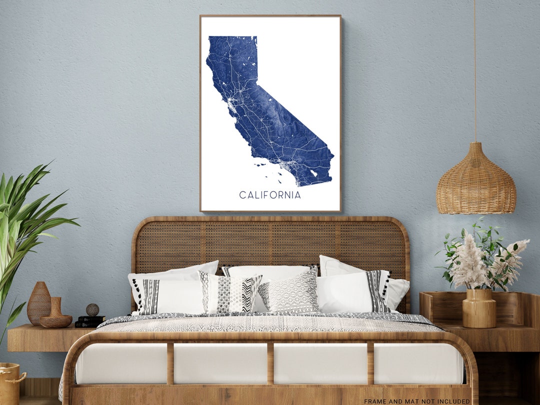 California Wall Art Map and 3D Landscape California Map Print With ...