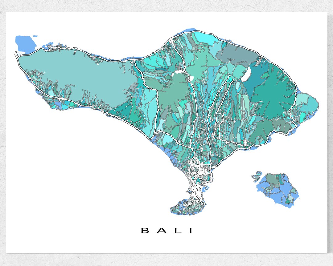Bali Poster and Turquoise Geometric Bali Maps for Bali Decor - Etsy