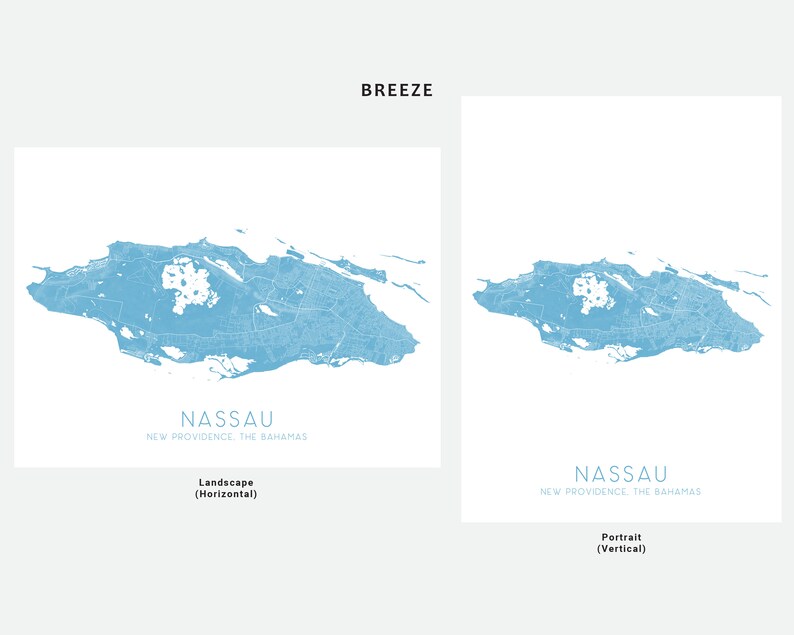 Nassau Bahamas Map Print and Nassau Map Poster Maps for the Bahamas Art ...