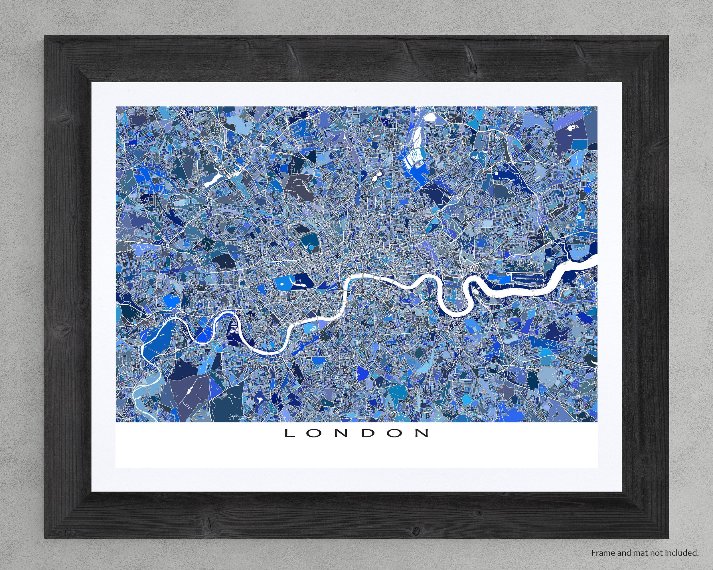 London Print and London Map Poster for Blue Geometric Map of | Etsy