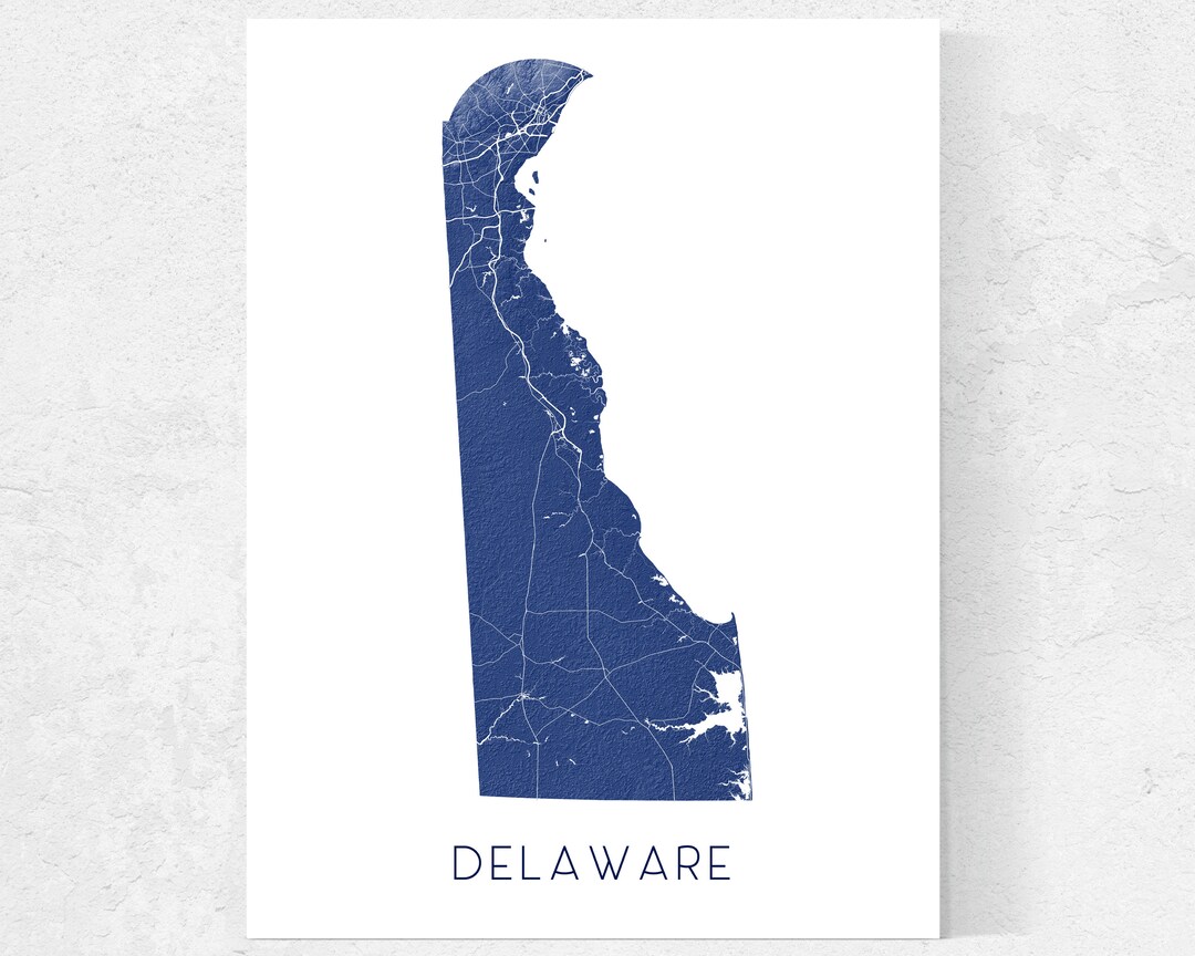 Delware Map of Delaware Art Print Poster 3D Topographic - Etsy