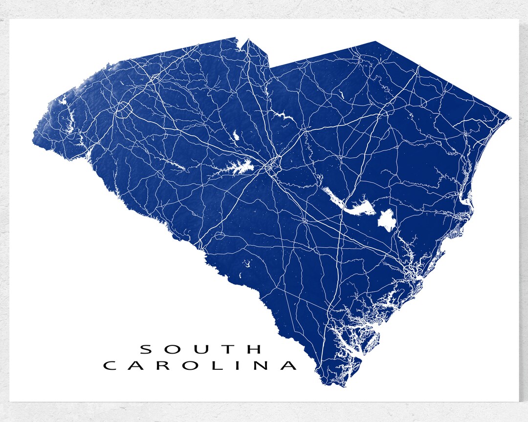 South Carolina Map Prints and South Carolina Print SC Maps for - Etsy