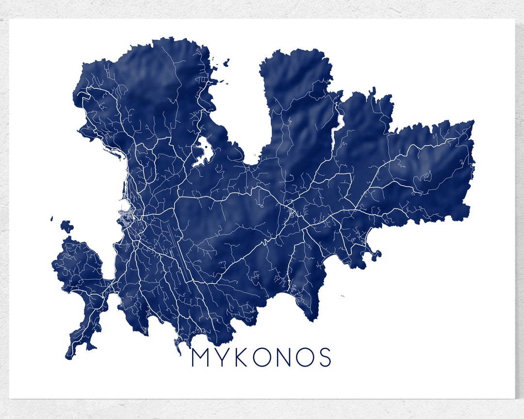 Mykonos Map of Mykonos Island Wall Art Print Poster - Etsy
