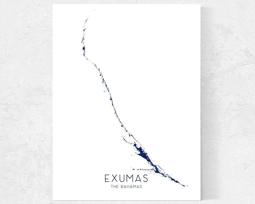 Exuma Bahamas Map of the Exumas Islands the Bahamas Art Print - Etsy