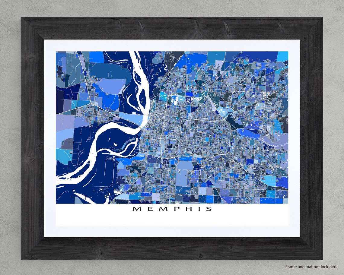 Memphis Wall Art Print and Memphis Map Poster for Blue | Etsy
