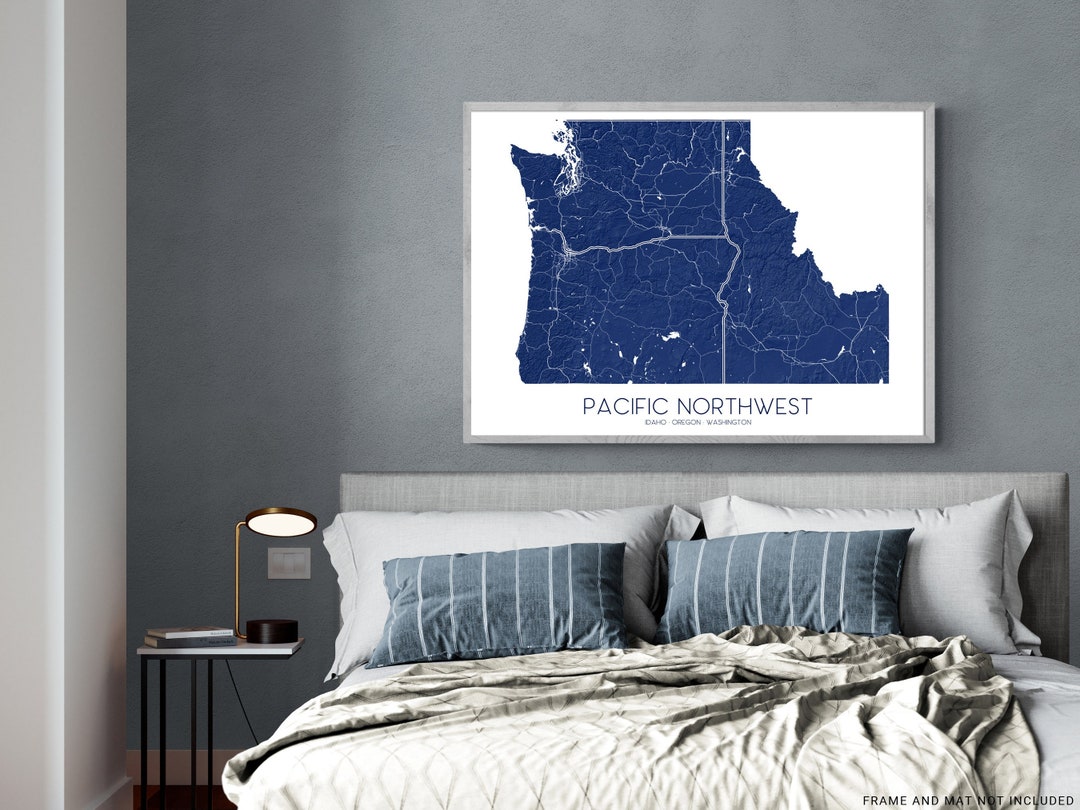 Pacific Northwest Coast Map Print USA, 3D Topographic PNW Art Poster ...