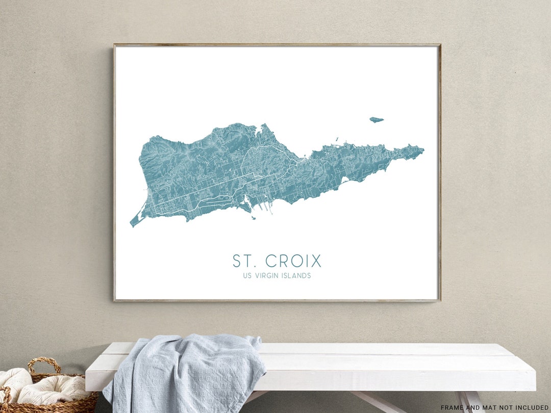 St Croix US Virgin Islands Map Wall Art Print Poster, Topographic Map ...