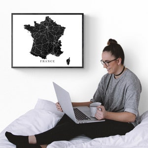 France Map Art Print Poster 3D Topographic Landscape Black - Etsy Canada