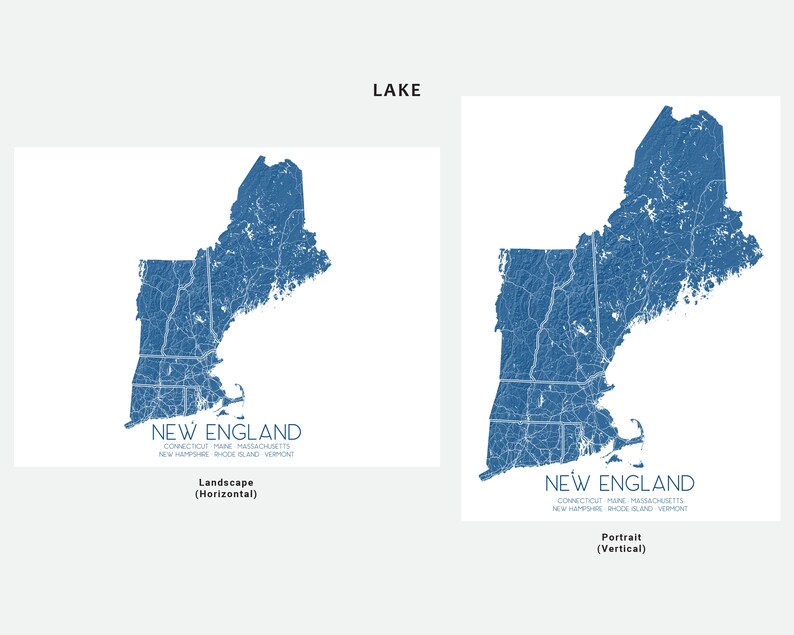 New England Map Print Topographic Map of New England Art - Etsy