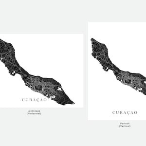 Curacao Map Print Poster, Curacao Island Wall Art Prints, Black and ...