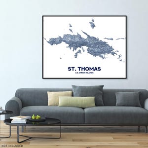St Thomas Map of Saint Thomas US Virgin Island Wall Art Print Poster ...