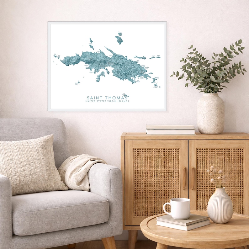 St Thomas USVI Topographic Map: Virgin Islands Print, Wall Art Poster ...