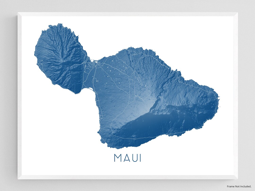 Maui Map Poster Print 3D Topographic Map of Maui Hawaii - Etsy