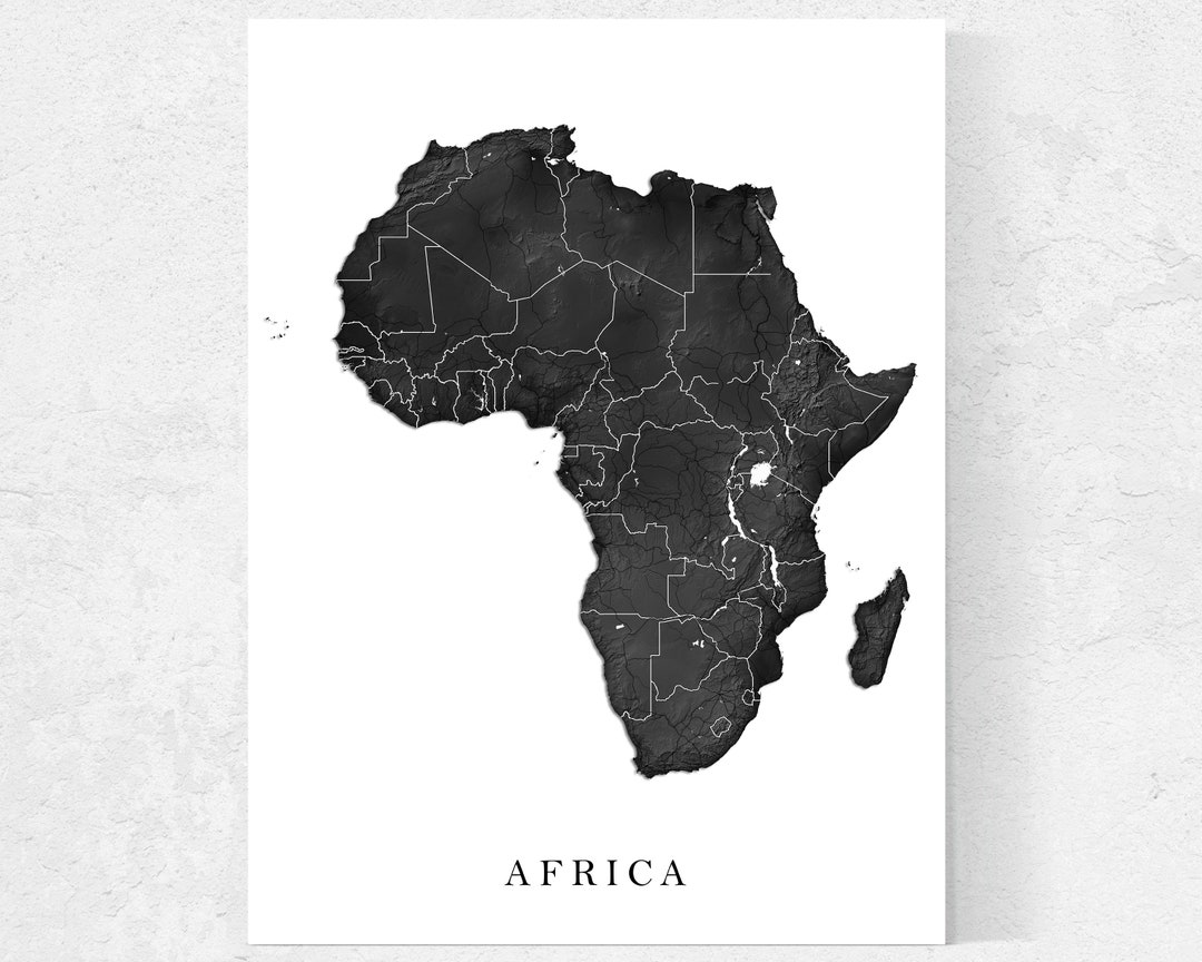 Map of Africa Map Art Print Poster African Continent Black - Etsy
