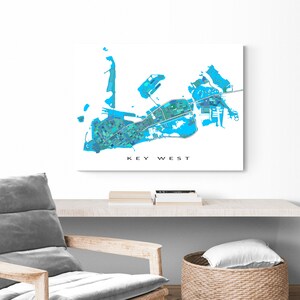 Key West Map Poster, Key West Wall Art Print, Light Blue Geometric ...