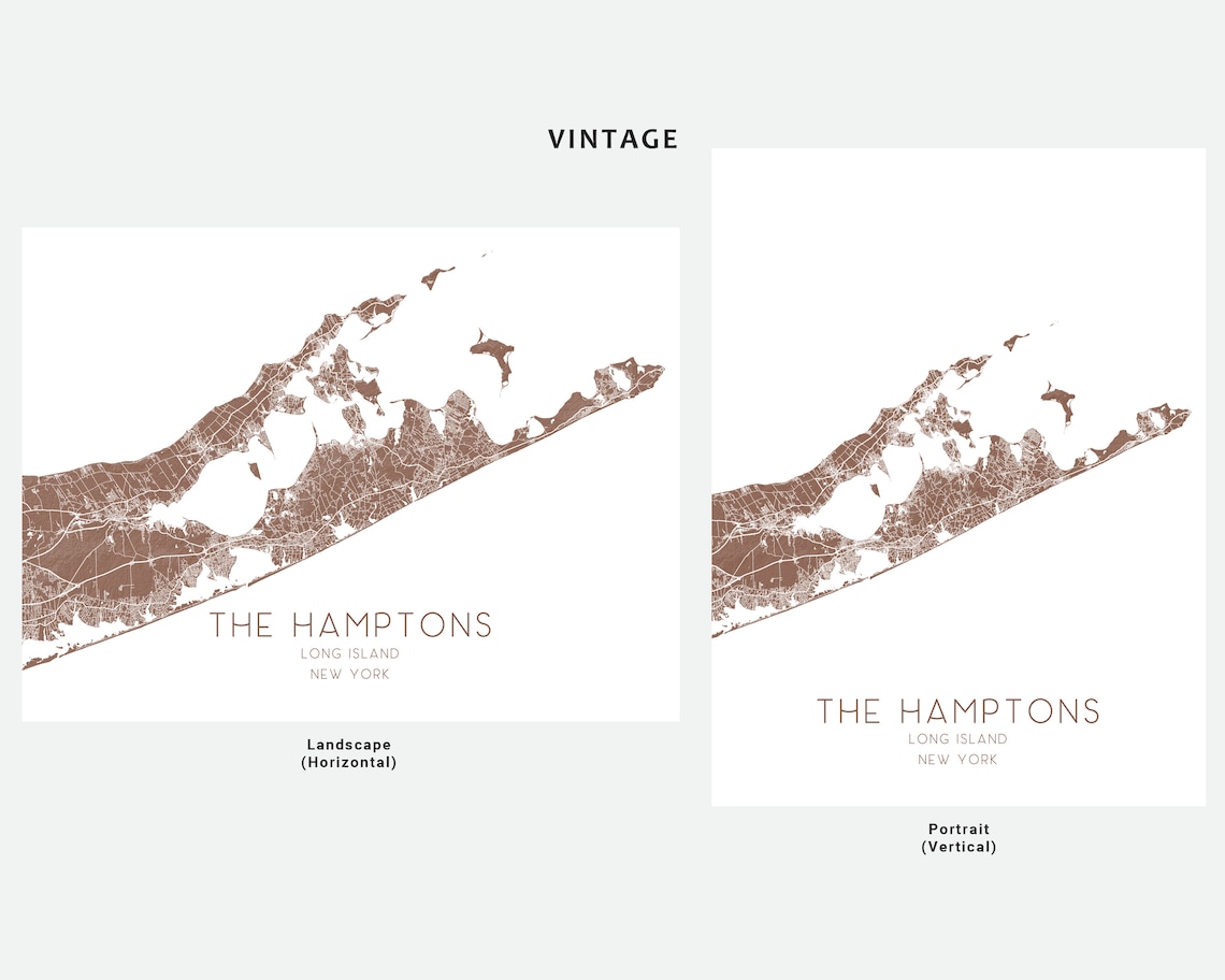 The Hamptons Map of Hamptons Long Island New York Print, Topographic ...