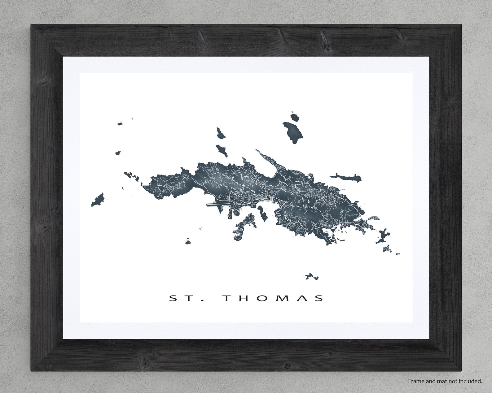 St Thomas Map Print US Virgin Islands Caribbean Island Art - Etsy