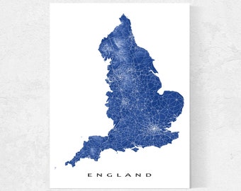 England Map Map of England England Print England Wall Art - Etsy
