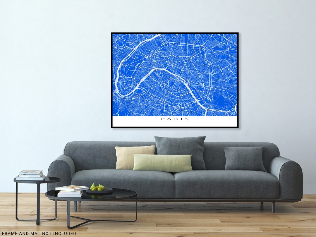 Paris Map Wall Art Print Poster, Colorful Map of Paris France City ...