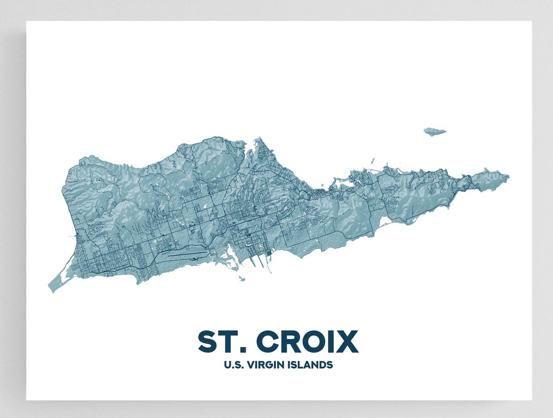 St Croix Island Map of Saint Croix US Virgin Island Wall Art Print ...