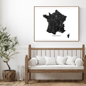 France Map Art Print Poster, 3D Topographic Landscape Black and White ...