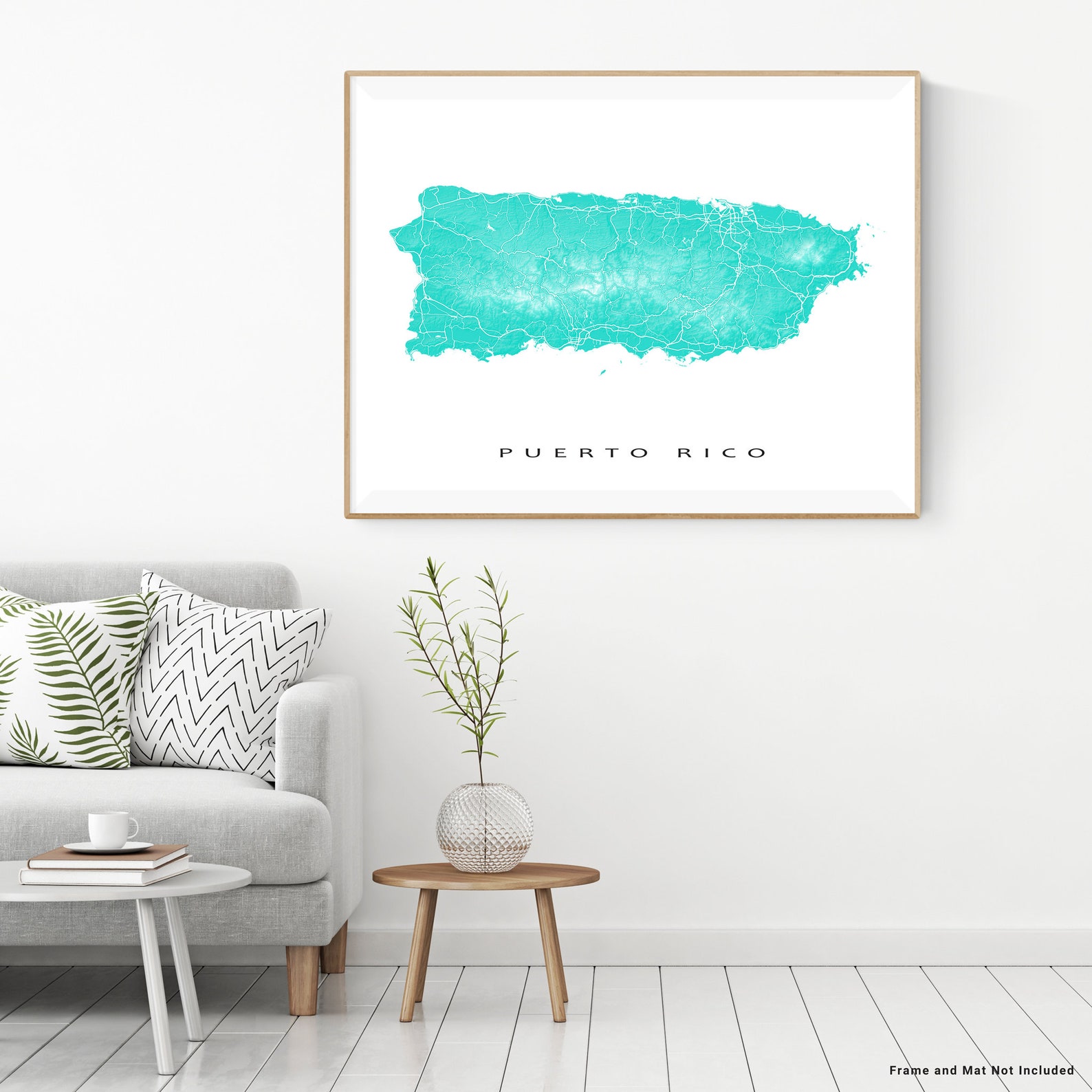 Puerto Rico Map Print Puerto Rico Art Caribbean Island Maps | Etsy