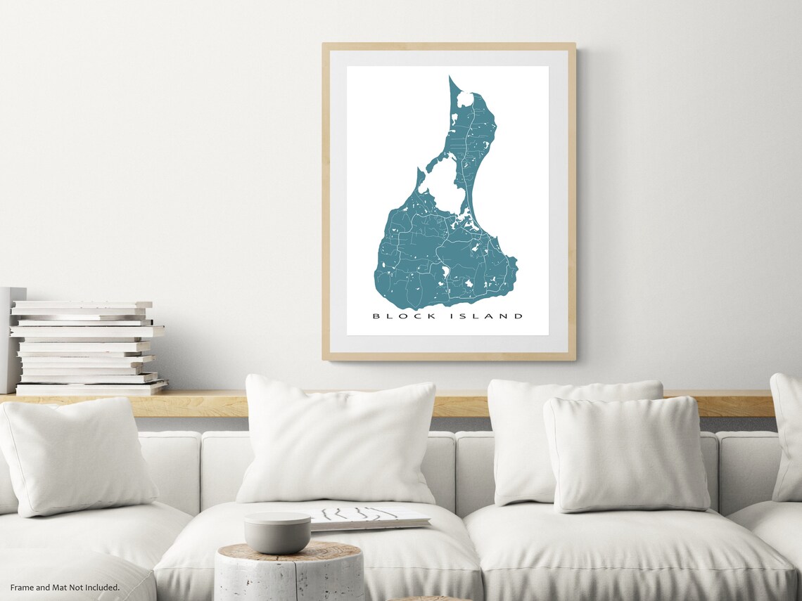 Block Island Map Print Block Island Rhode Island Art Poster - Etsy Canada
