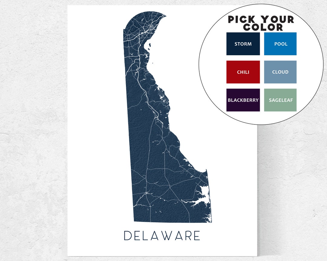 Delaware Map Art Print Poster Personalized 3D Topopgraphic - Etsy
