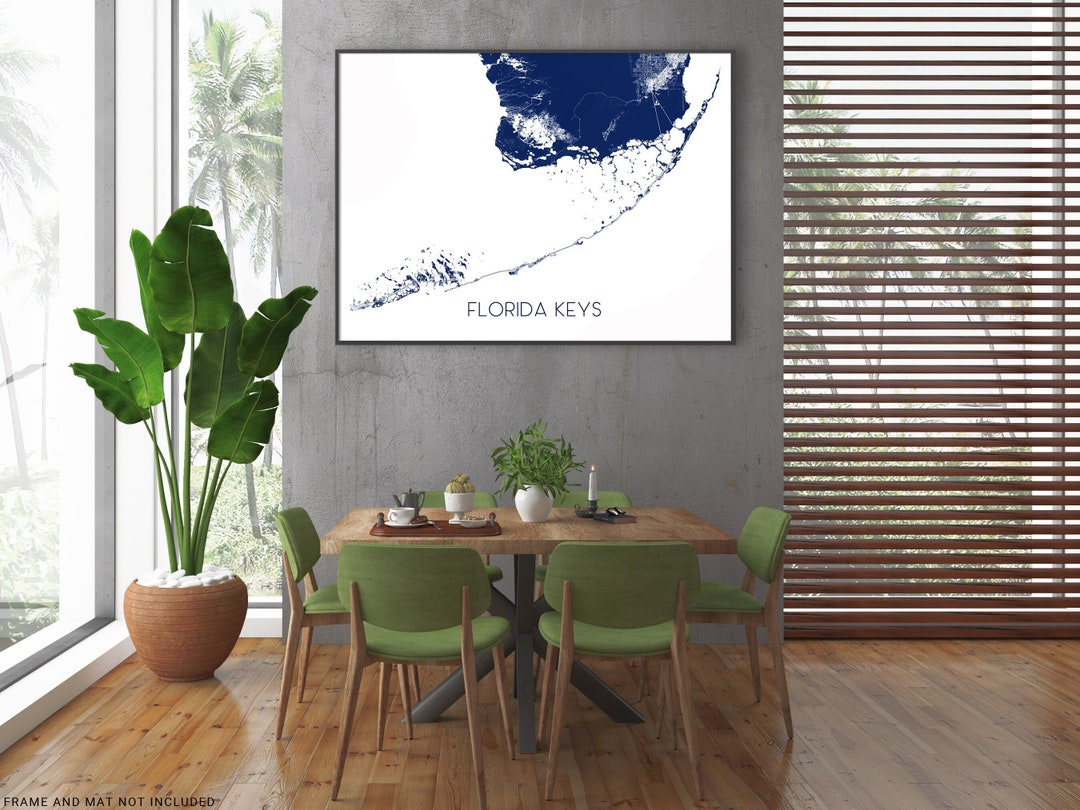Florida Keys Map of Florida Keys Art Prints, Florida Key FL Print for ...