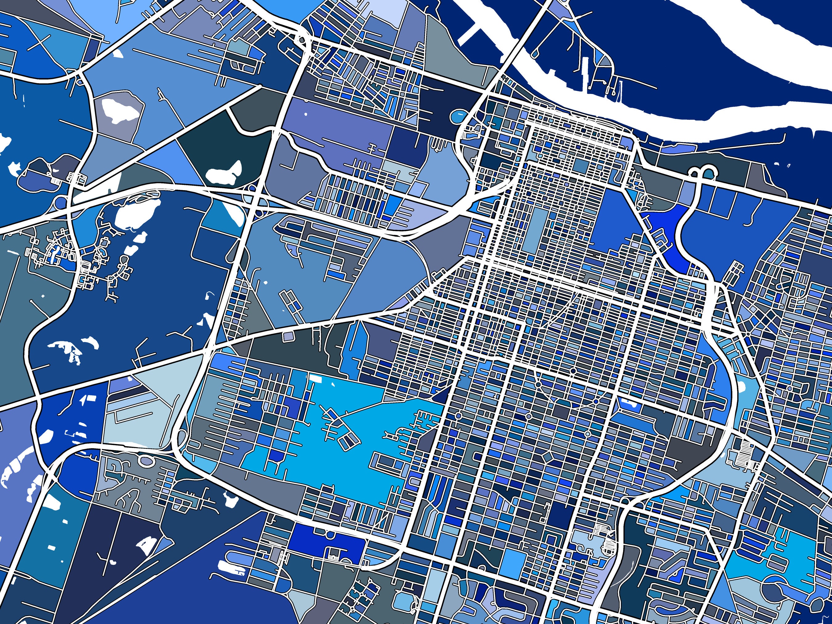 Savannah Map Art Print Savannah Georgia USA Blue Geometric - Etsy