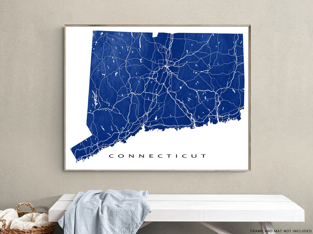 Connecticut Map and Connecticut Art Print for Connecticut State Maps ...