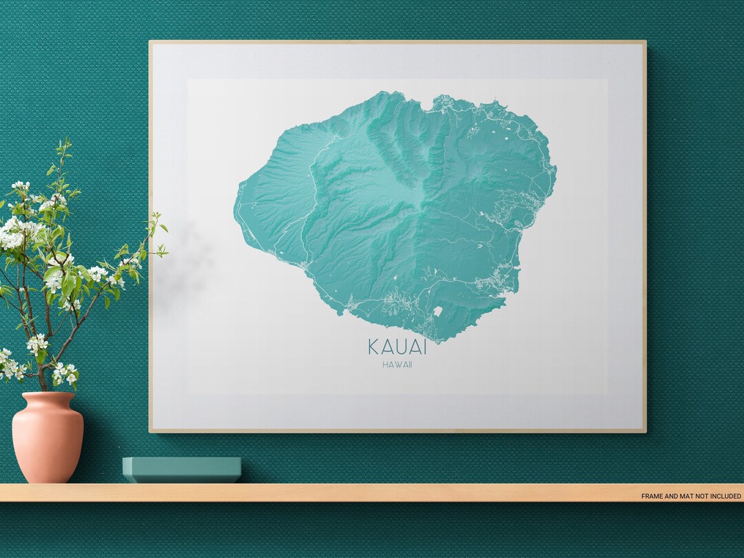Kauai Art Prints, Kauai Map of Kauai Hawaii Island of Kauai Maps ...