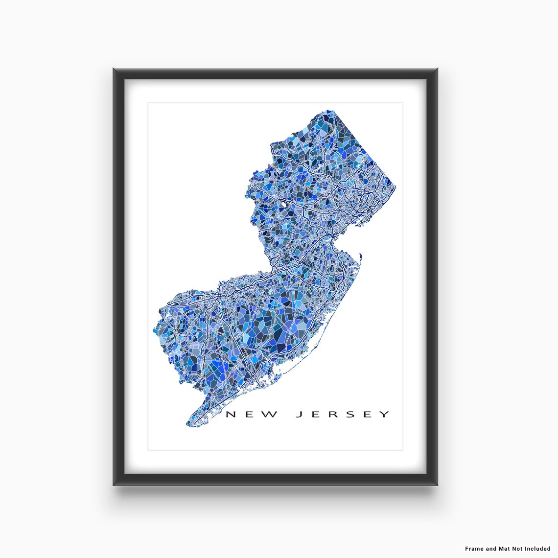 New Jersey Map Print and New Jersey Wall Art Prints and Blue | Etsy