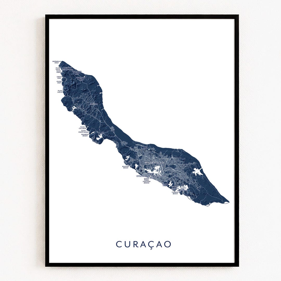 Curacao Topographic Map Print: Labeled Island Wall Art - Etsy