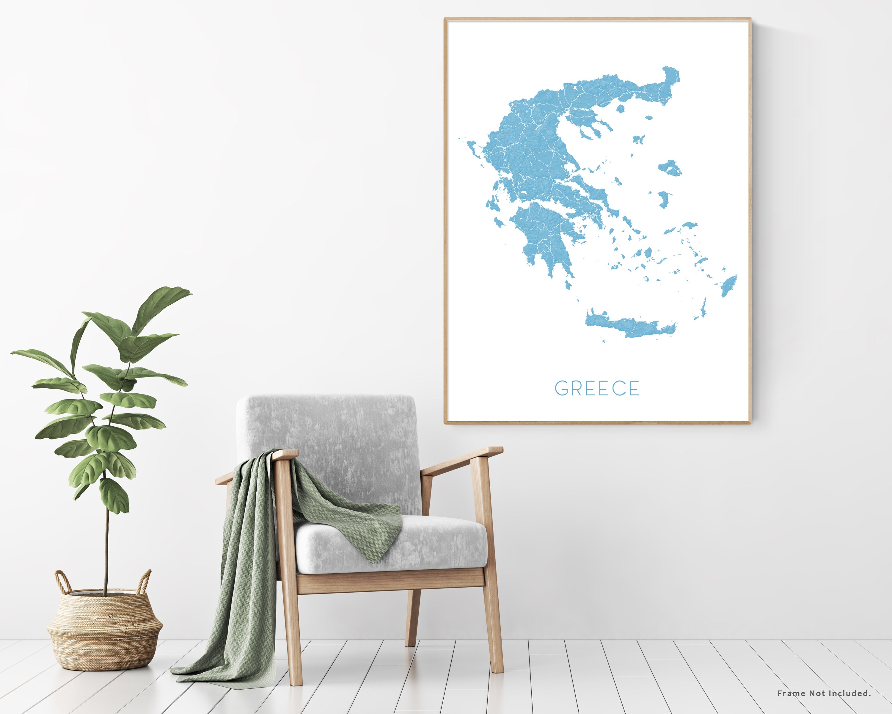 Greece Map Greece Art Print Blue Greece Wall Art Prints for - Etsy UK