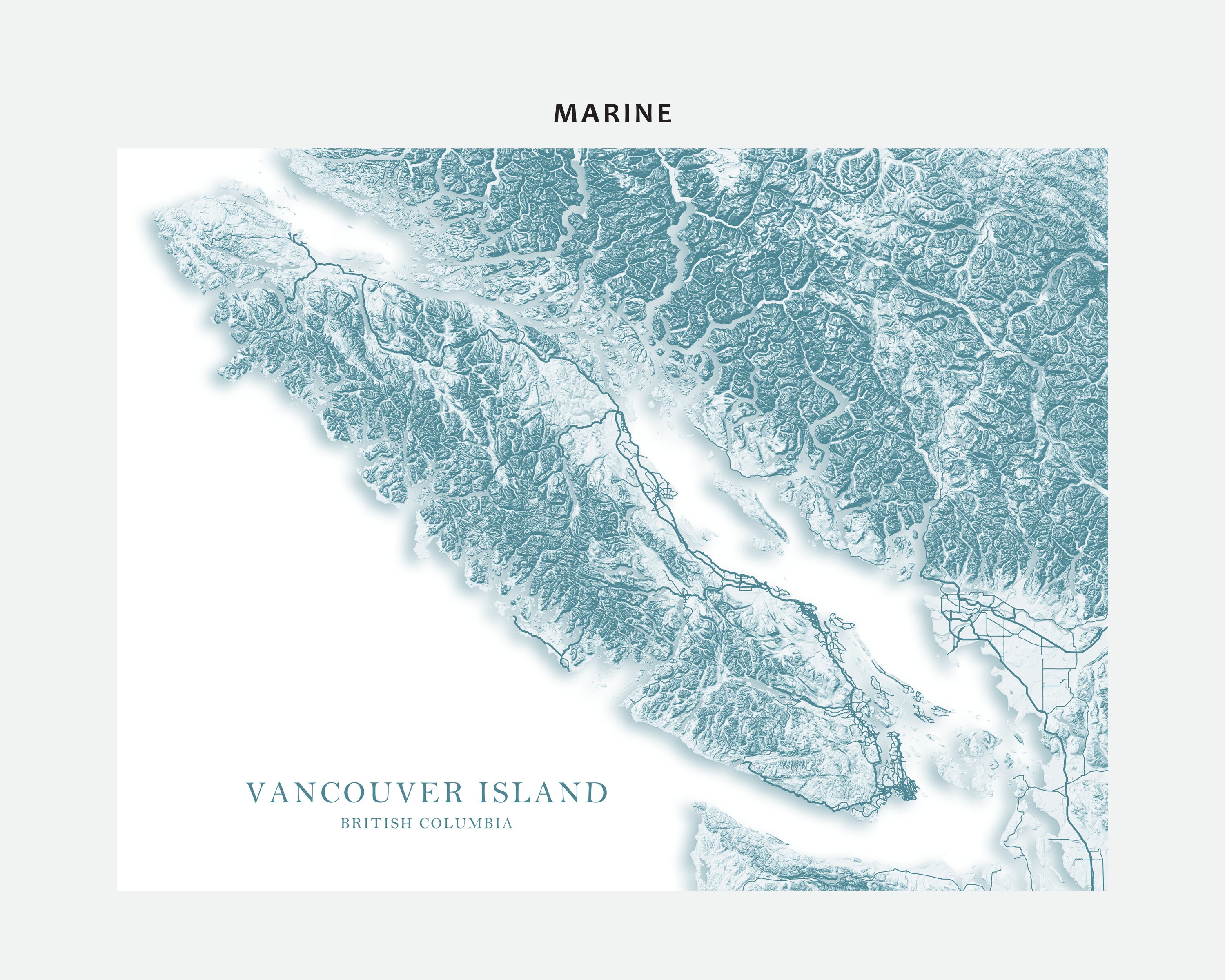 Vancouver Island Contour Map Line Art Print or Poster - Van Isle ...